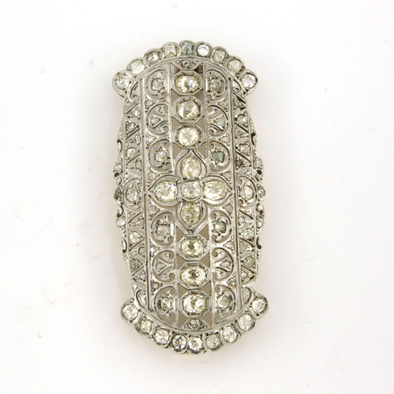 Brooch set with diamonds 18k bicolour gold For Sale at 1stDibs