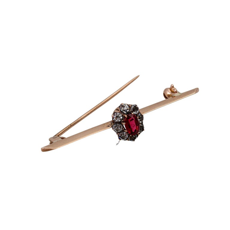 Brooch, Synthetic Ruby with Glass For Sale at 1stDibs