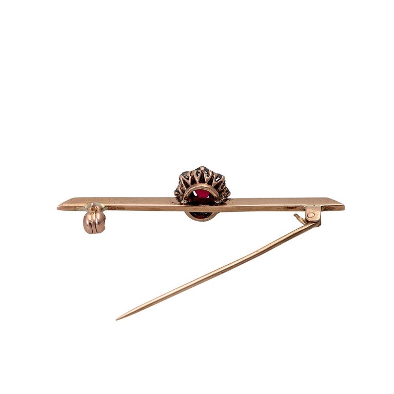 Brooch, Synthetic Ruby with Glass For Sale at 1stDibs