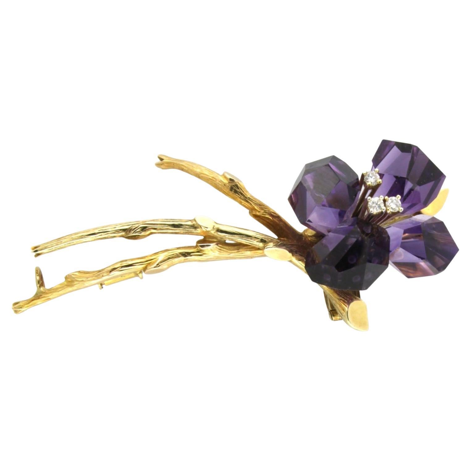 Amethyst Jadeite Violet Flower Bouquet Brooch Pin Gold Featured ...