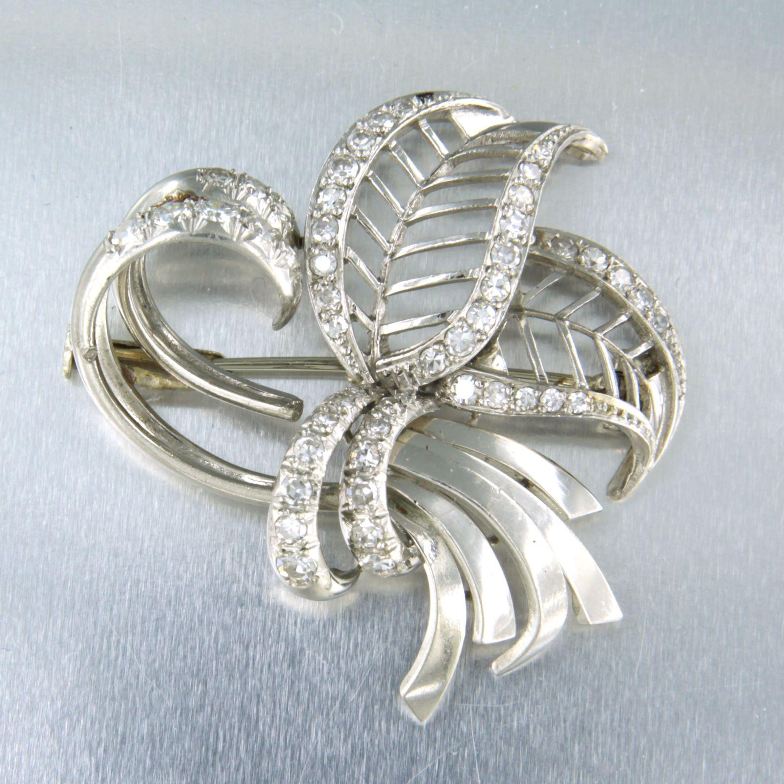 Brooch with diamonds 950 Pt platinum For Sale at 1stDibs