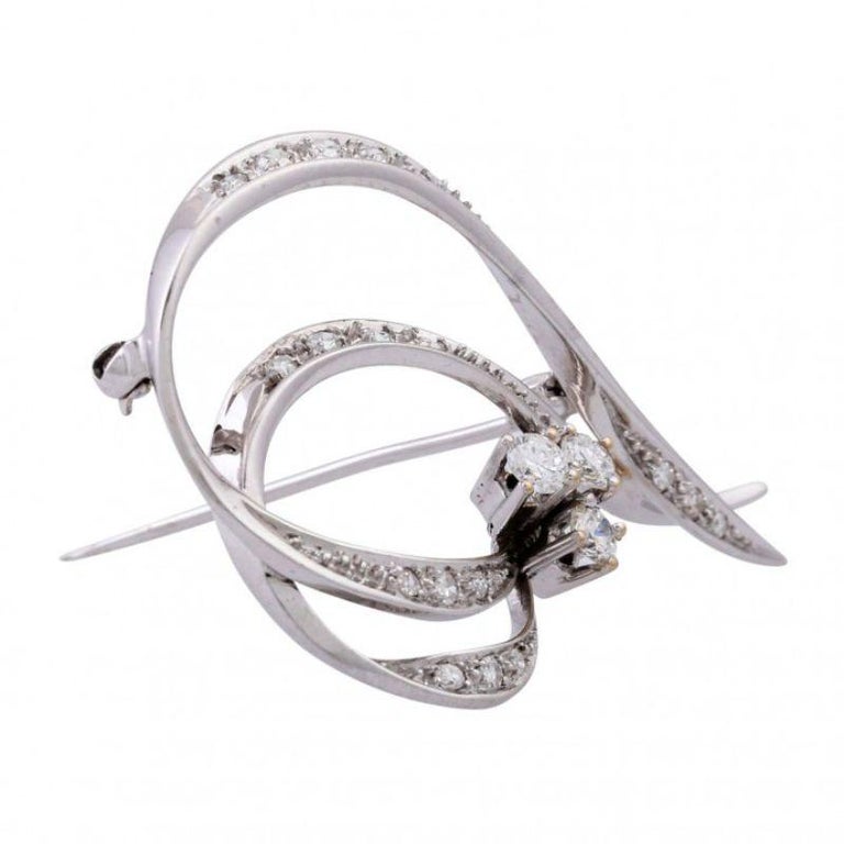 Brooch with Diamonds Approx. 0.60 Ct in Total For Sale at 1stDibs