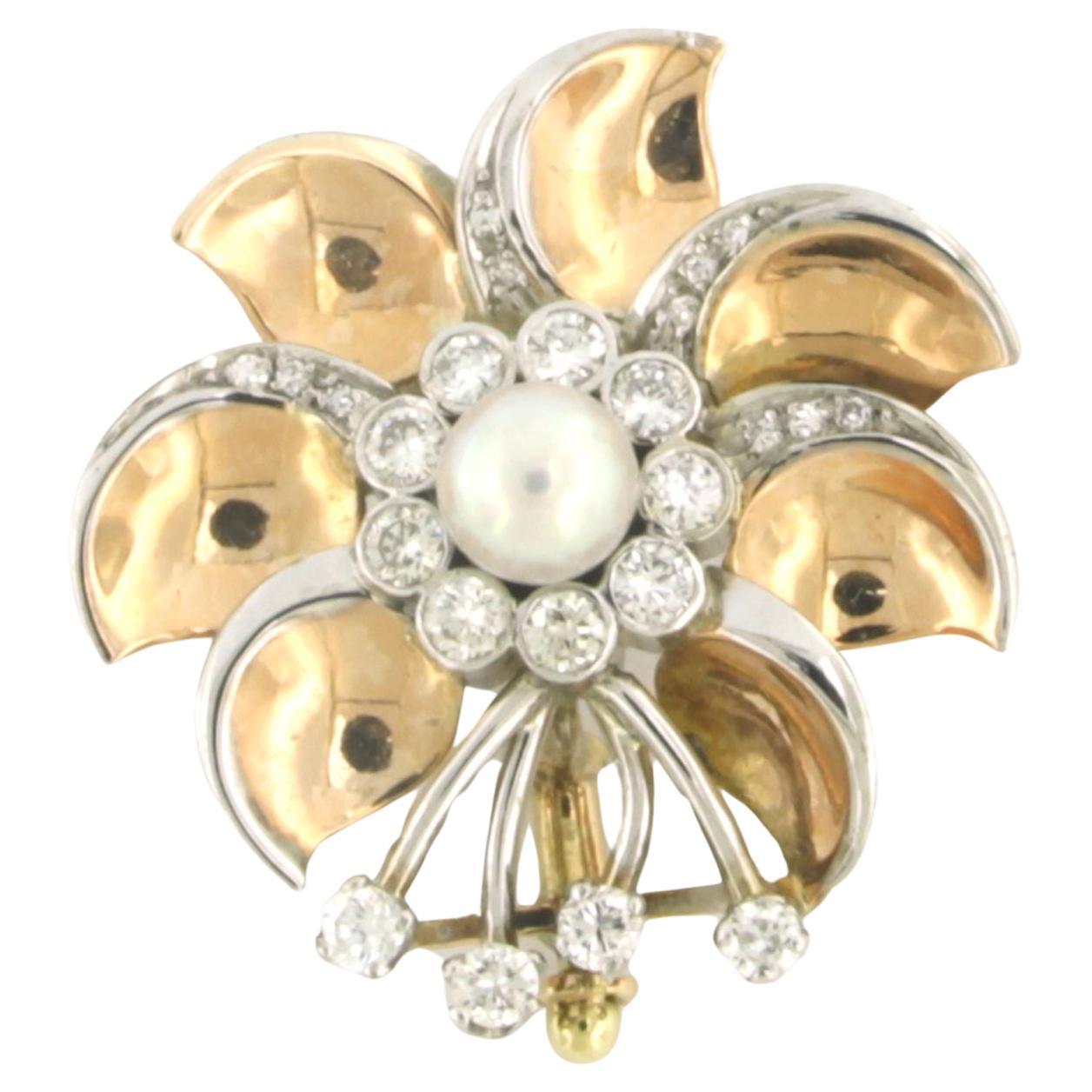 Brooch with ruby and diamonds 14k white gold For Sale at 1stDibs