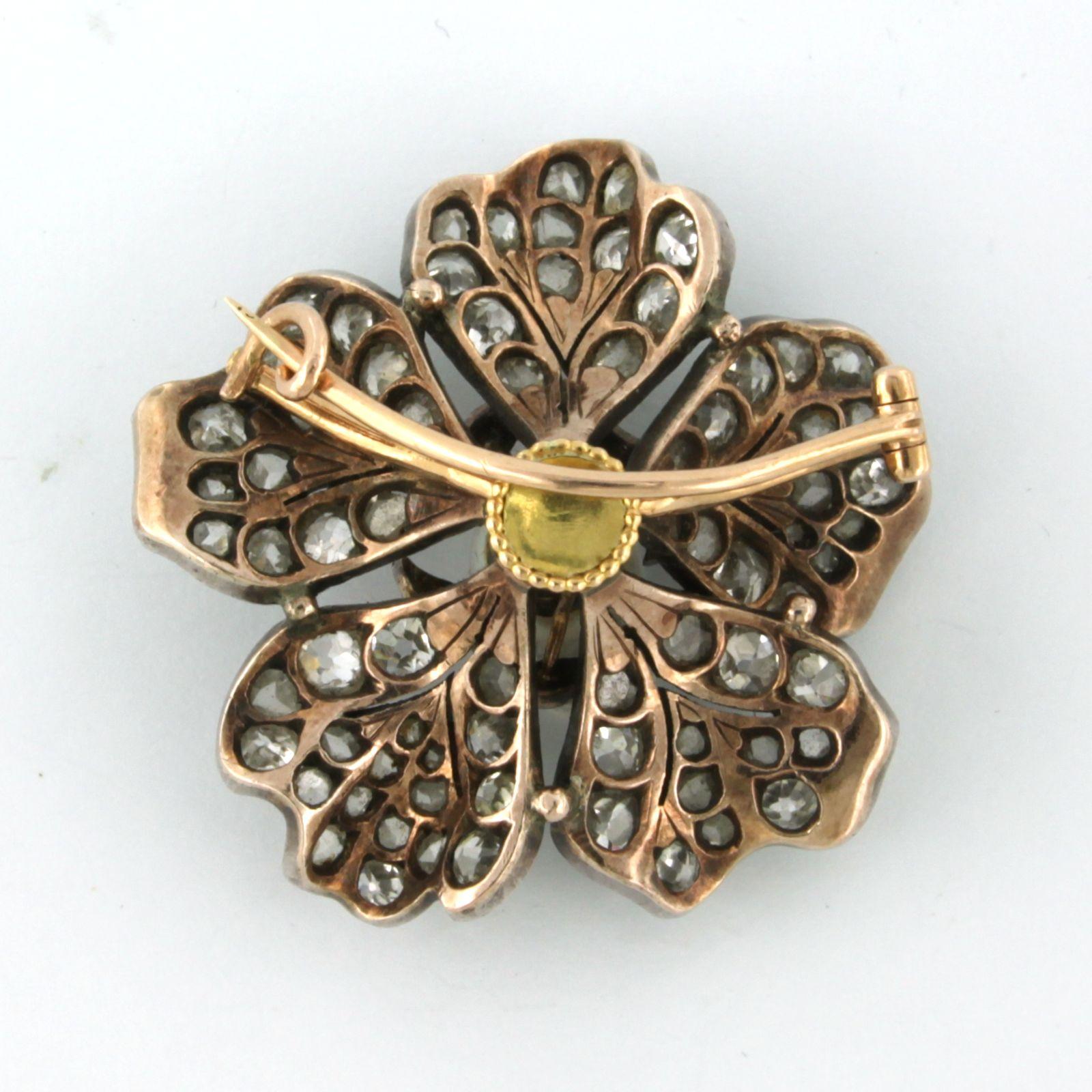 Brooch with pearl and diamonds 14k yellow gold and 835 silver For Sale ...
