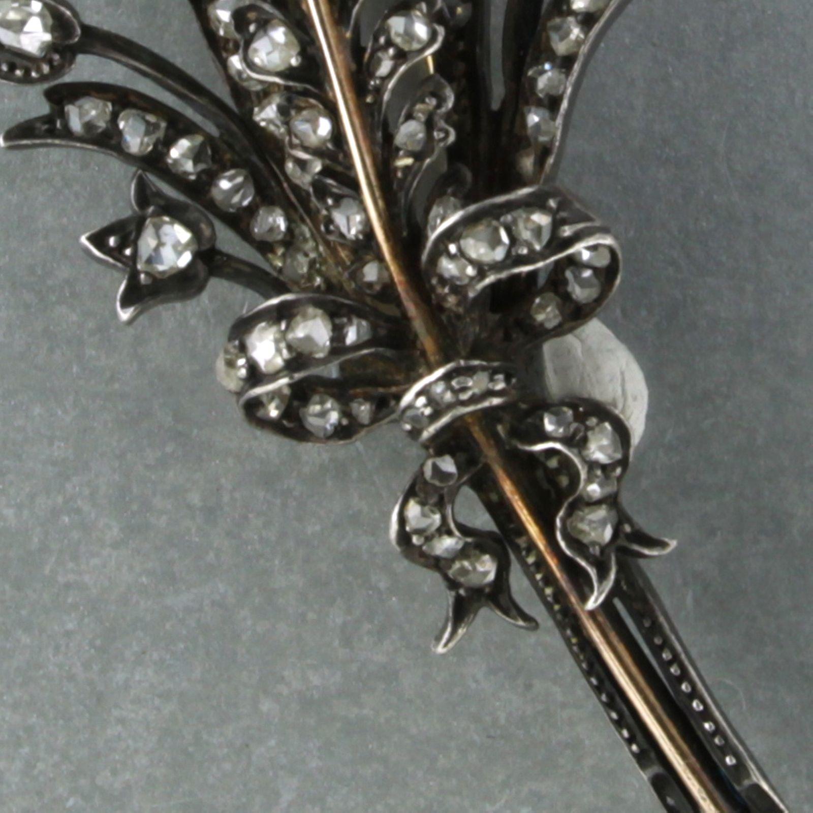 Brosche mit Diamanten im Rosenschliff bis zu 1,40 Karat 18k Roségold ...