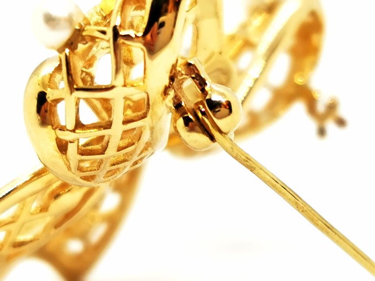 Brooch Yellow Gold Pearl For Sale at 1stDibs