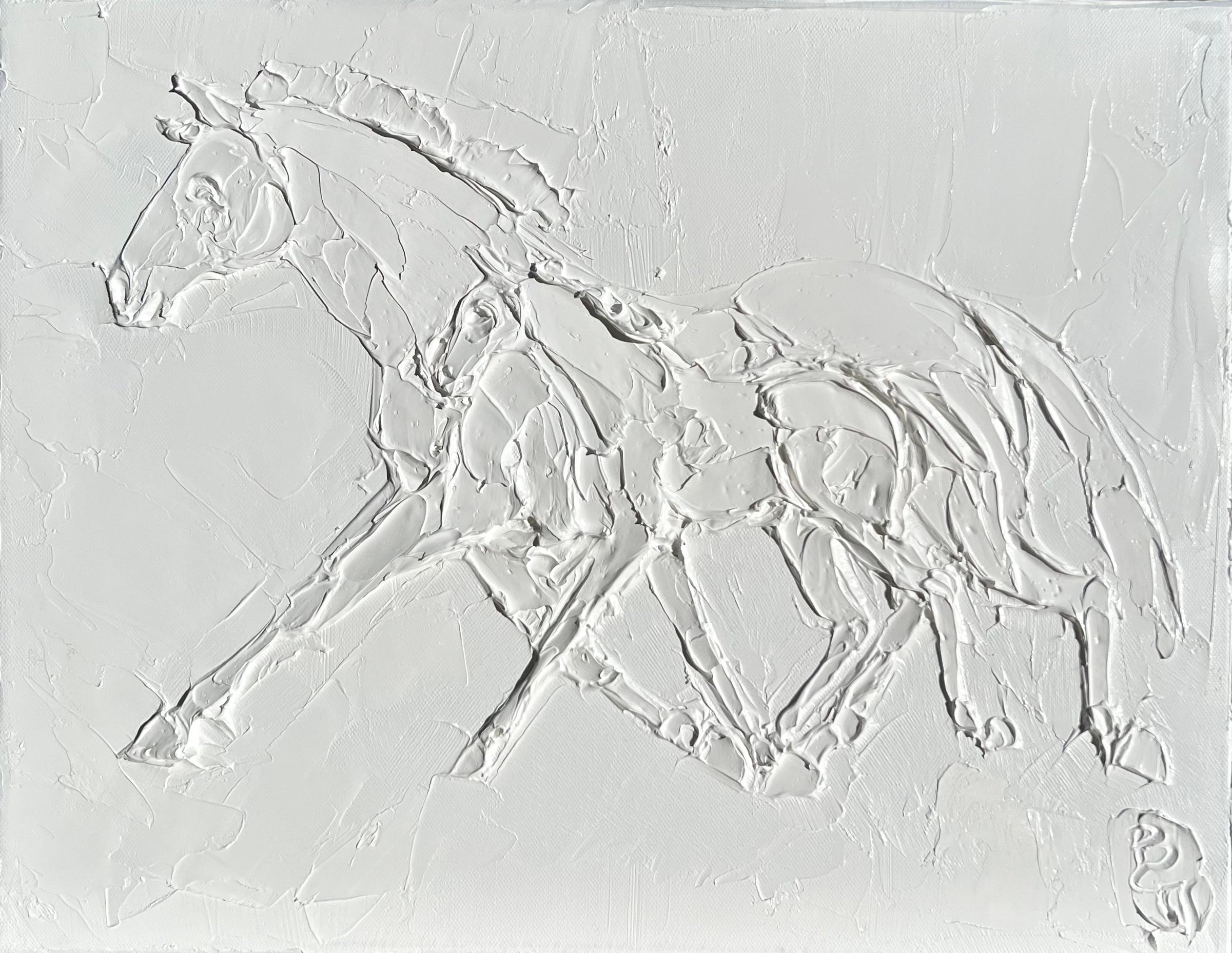 Brooke Major - Brood Mare and Foal (white on white) For Sale at 1stDibs