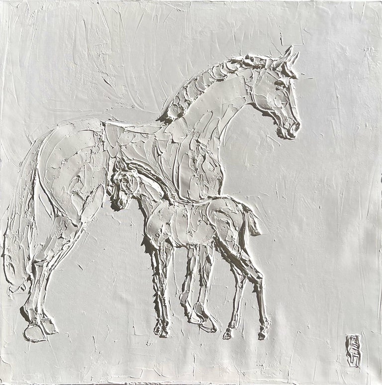 Brooke Major - Brood Mare and Foal (white on white) For Sale at 1stDibs