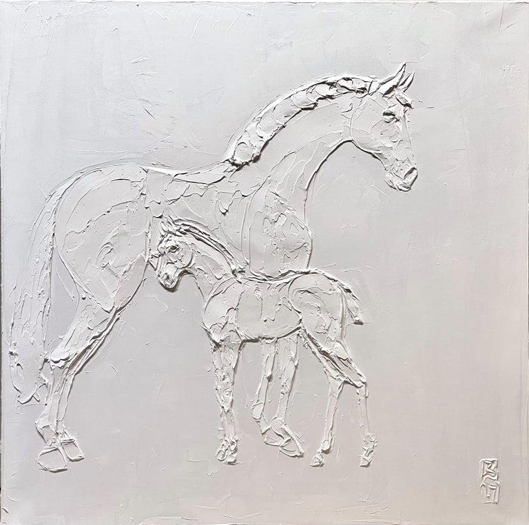 Brooke Major - Brood Mare and Foal (white on white) For Sale at 1stDibs