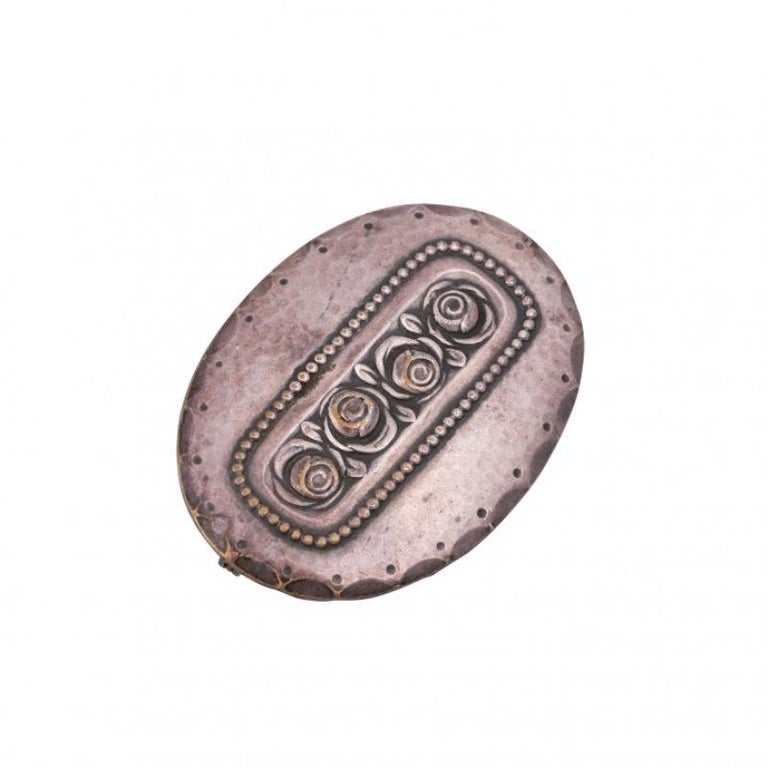 Brosche, Oval Shape with Rose Pattern For Sale at 1stDibs