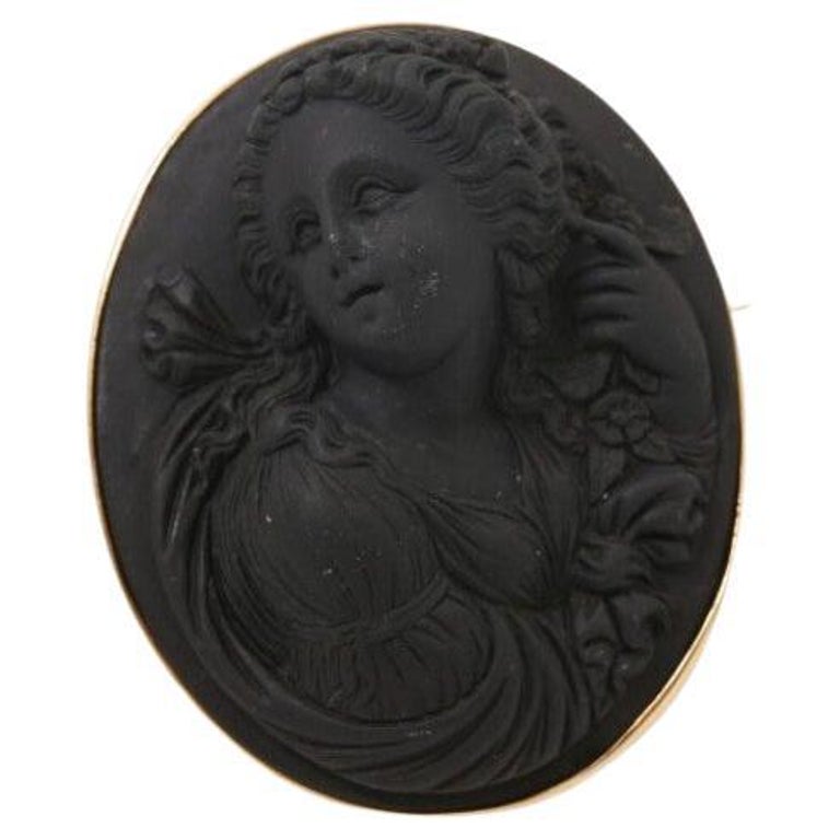 Brosche with Extraordinary Gagat Kame For Sale at 1stDibs