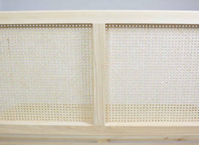 Brotherton Bed, Handmade Ash Platform Bed with Caned Back For Sale at ...