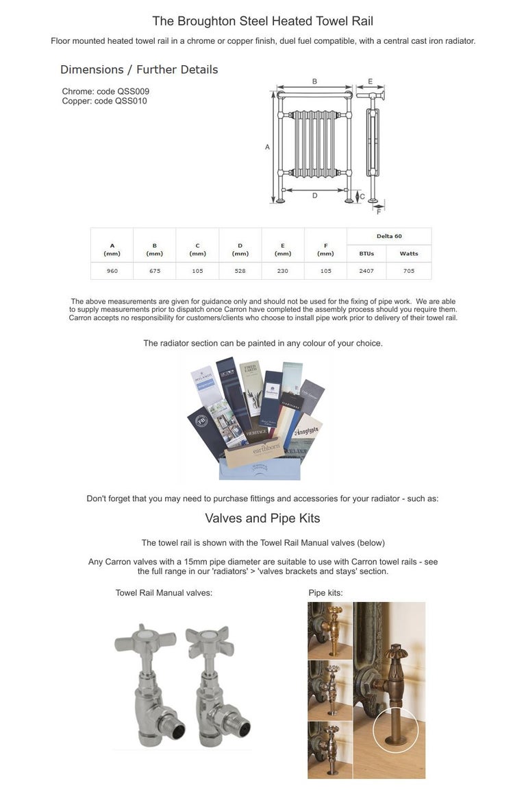 Broughton New Towel Rail and Integral Radiator, 20th Century For Sale ...