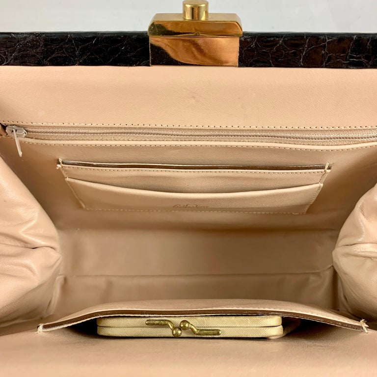 Brown Alligator Structured Ladies Handbag and Coin Purse, Bellestone ...