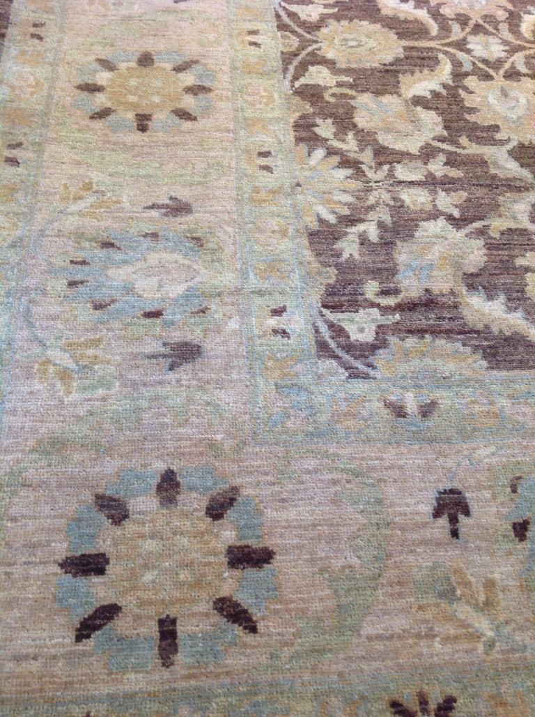 Brown and Beige Floral Wool Area Rug For Sale at 1stDibs