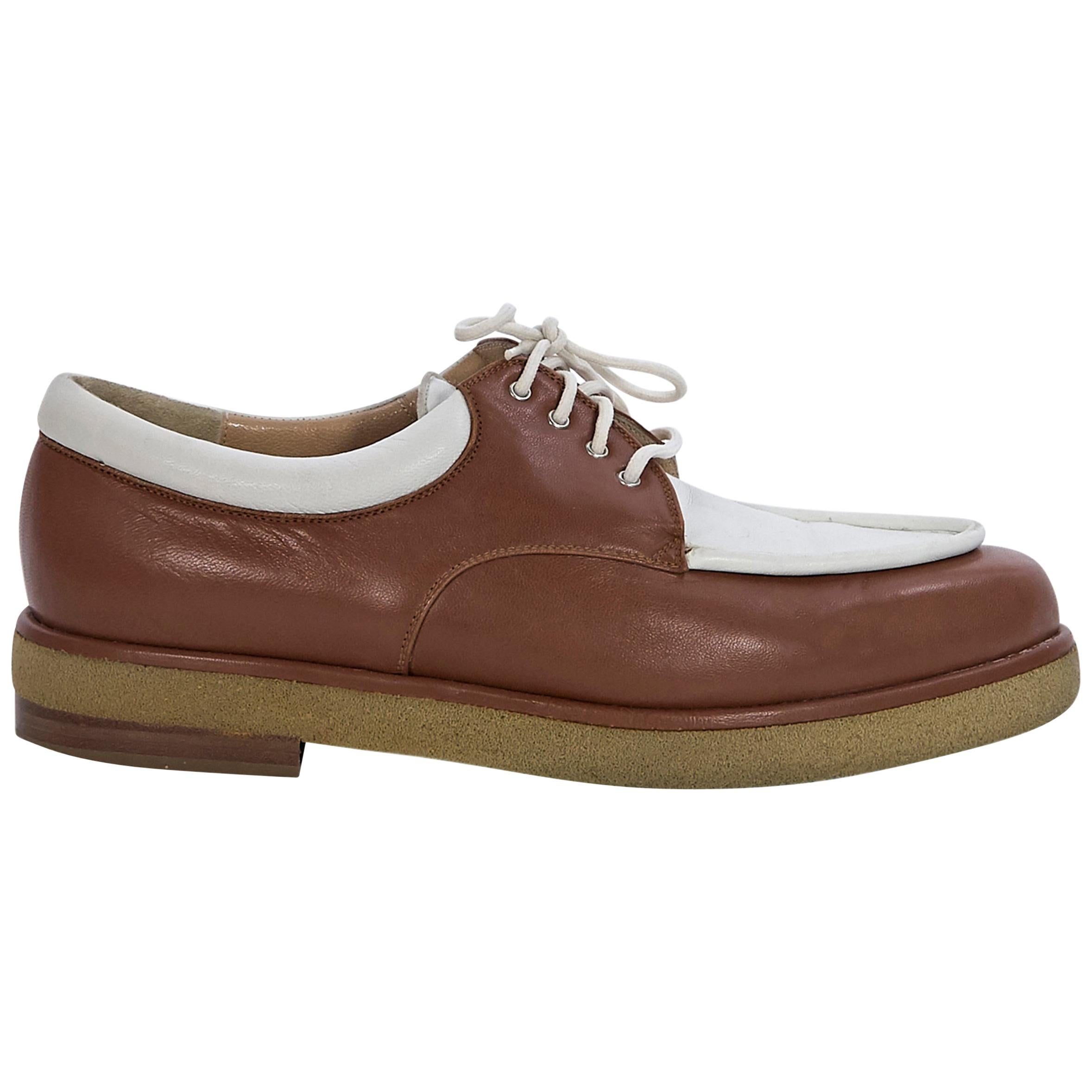 Brown and Beige Walter Steiger Leather Shoes at 1stDibs