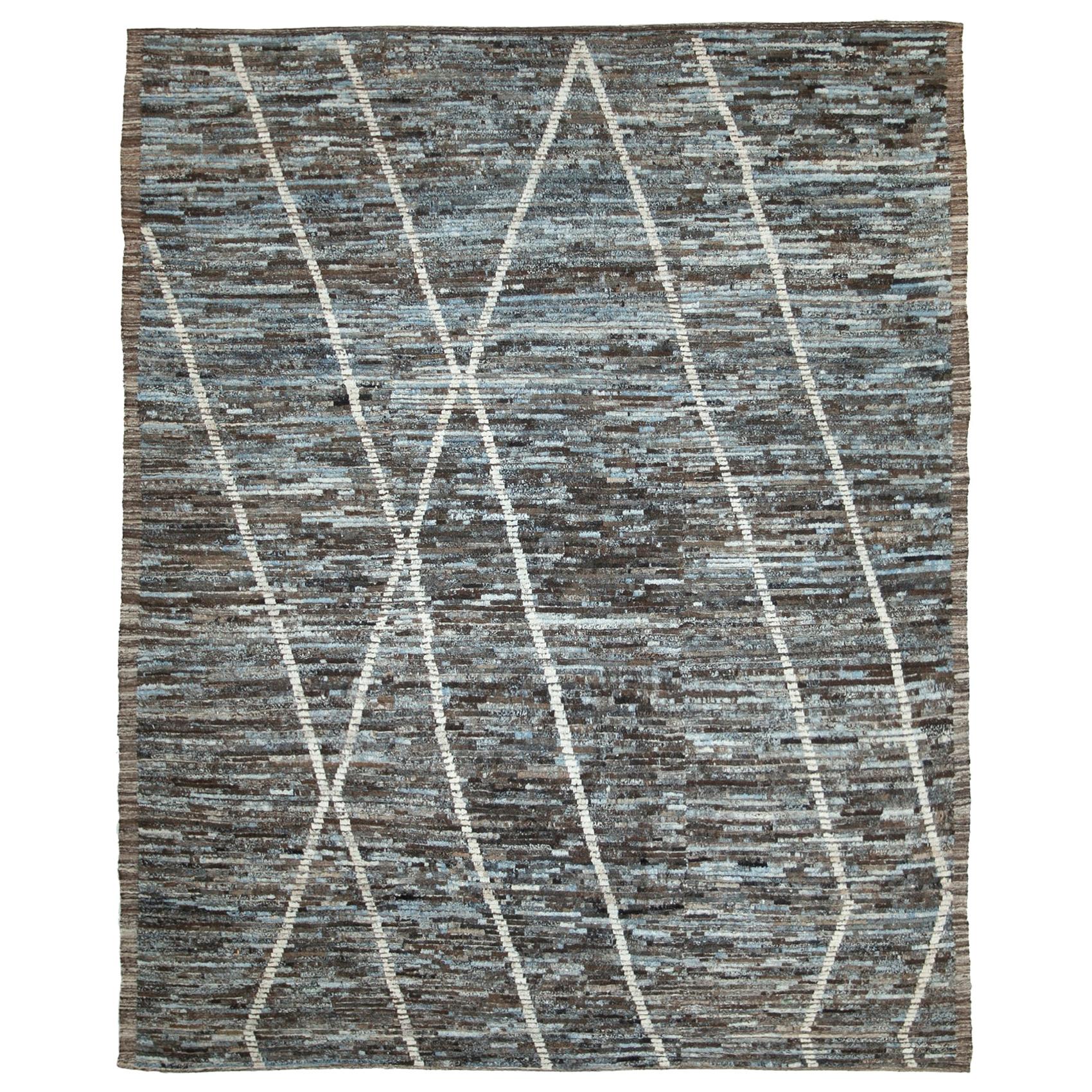 Nazmiyal Collection Blue Modern Moroccan Style Rug 9 ft 3 in x 11 ft 9 ...