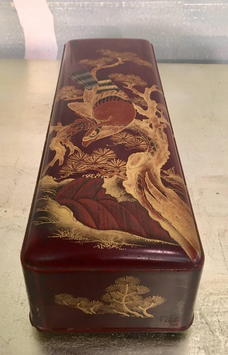 Brown and Red Lacquer Letter Box at 1stDibs