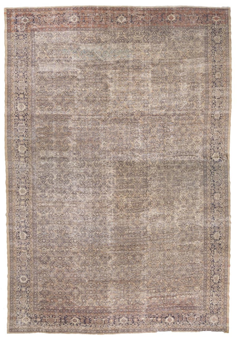 Brown and Tan Antique Persian Rug For Sale at 1stDibs