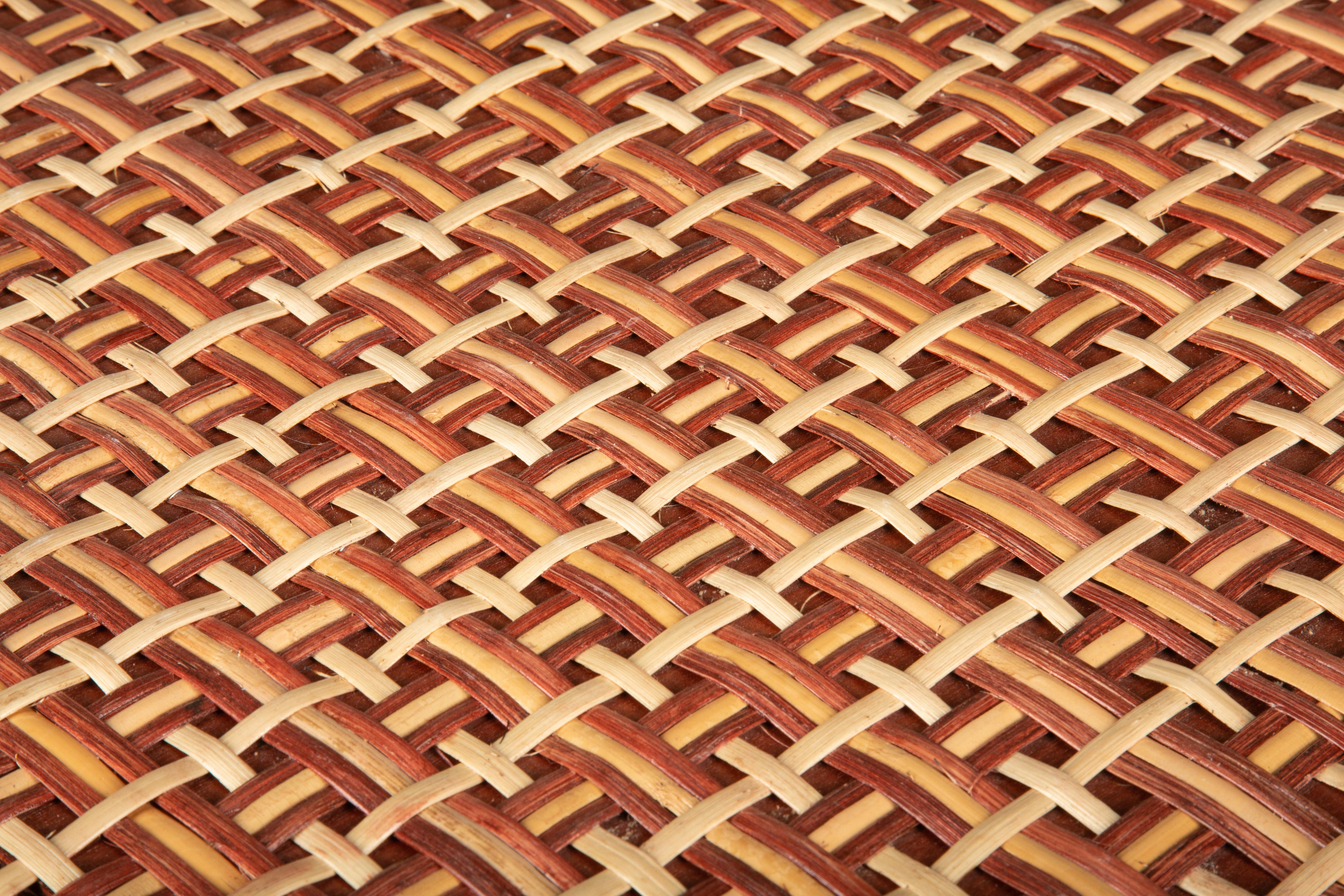 Brown and Tan Rattan Square Side Table For Sale at 1stDibs