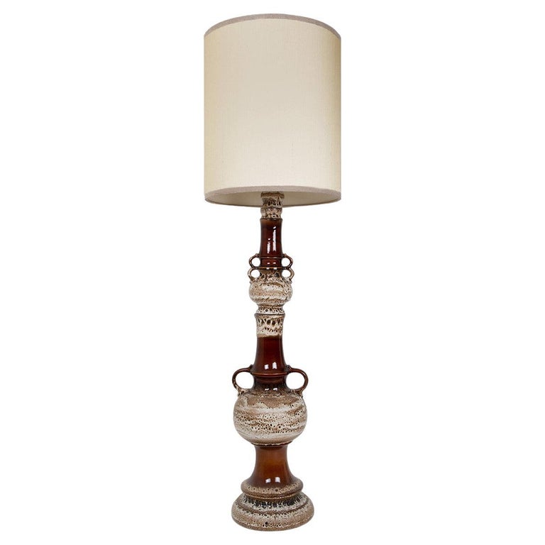 Brown and Taupe Glazed Ceramic Table Lamp, Germany For Sale at 1stDibs