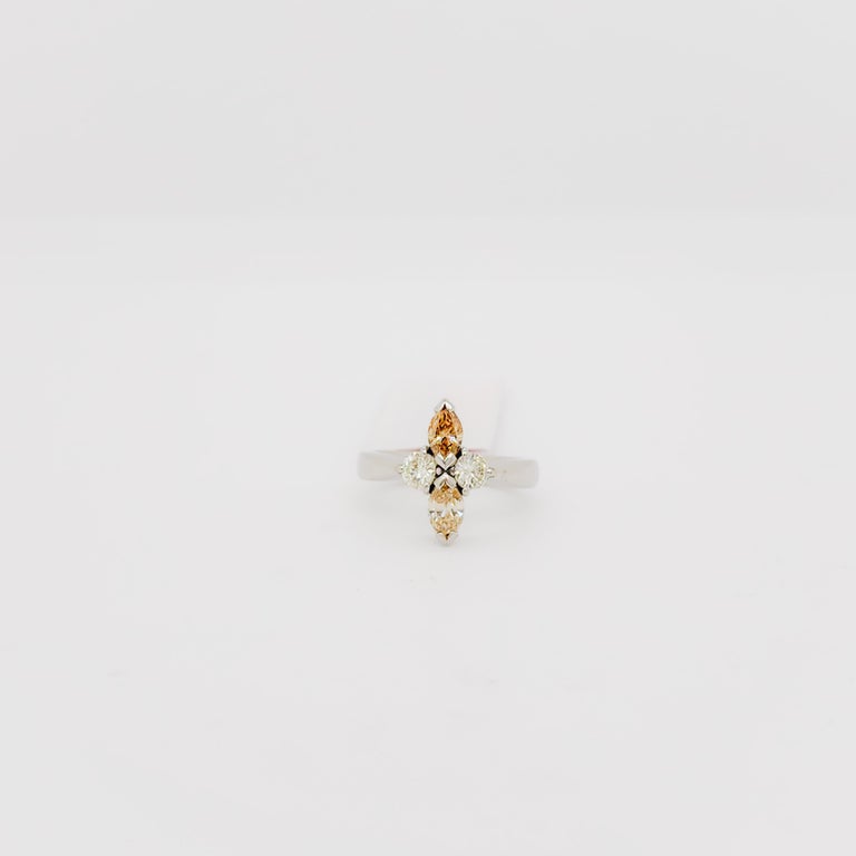 Brown and White Diamond Ring in Platinum For Sale at 1stDibs