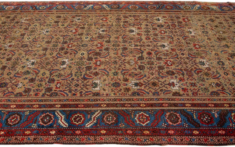 Brown Antique Bakshaish Persian Handmade Wool Rug with Allover Pattern ...