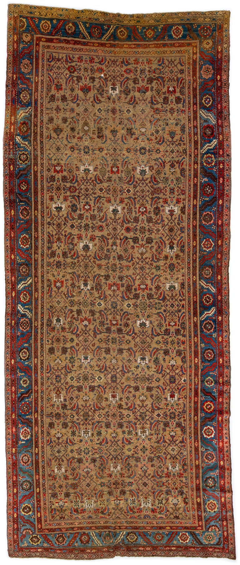Brown Antique Bakshaish Persian Handmade Wool Rug with Allover Pattern ...