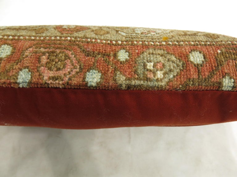 Brown Antique Rug Pillow with Border For Sale at 1stDibs