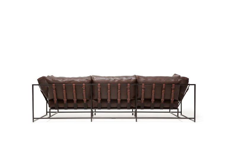 Brown Bison Leather and Blackened Steel Sofa For Sale at 1stDibs | sofa ...