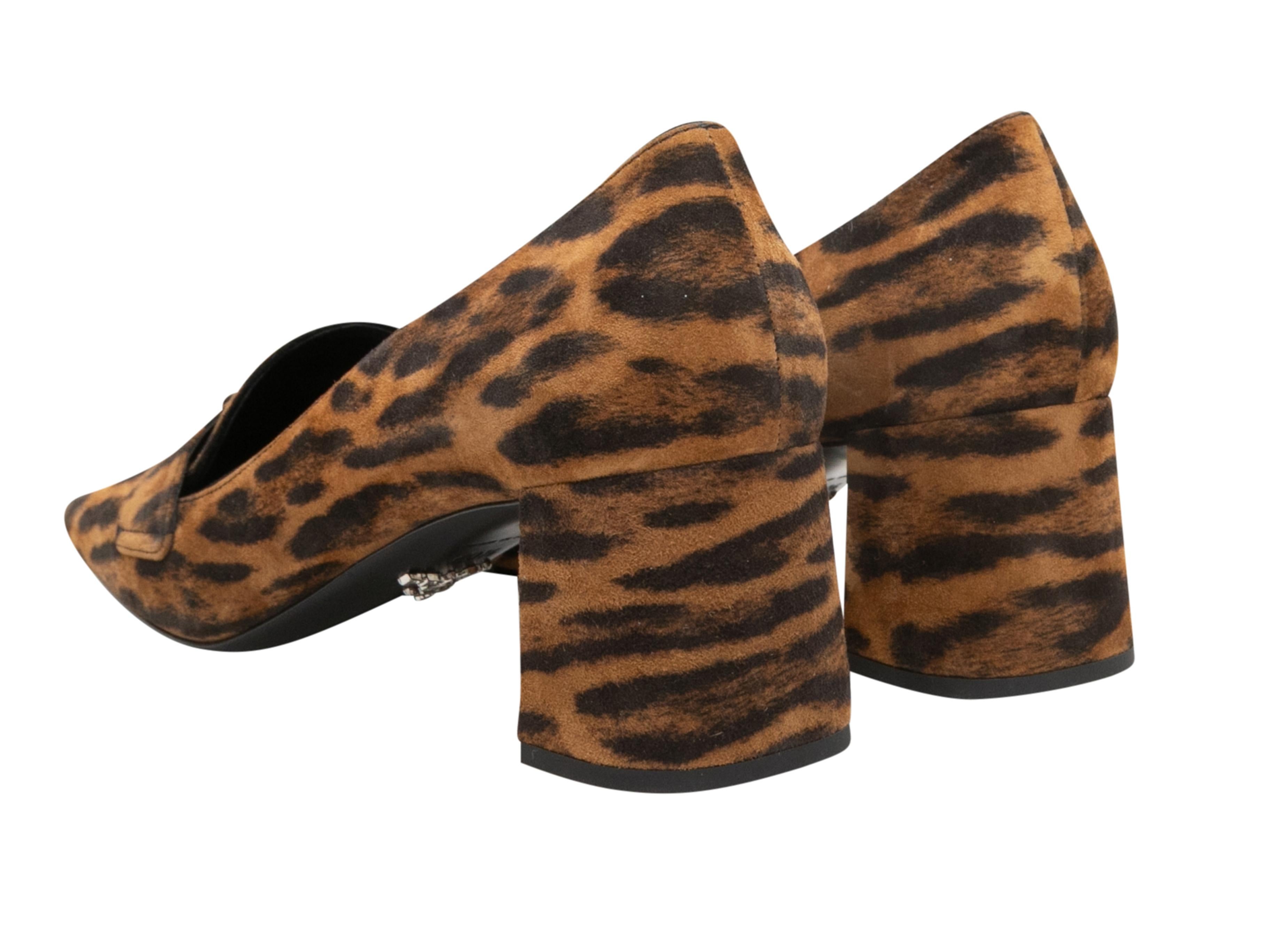 Brown and Black Prada Leopard Print Square-Toe Loafers For Sale at 1stDibs