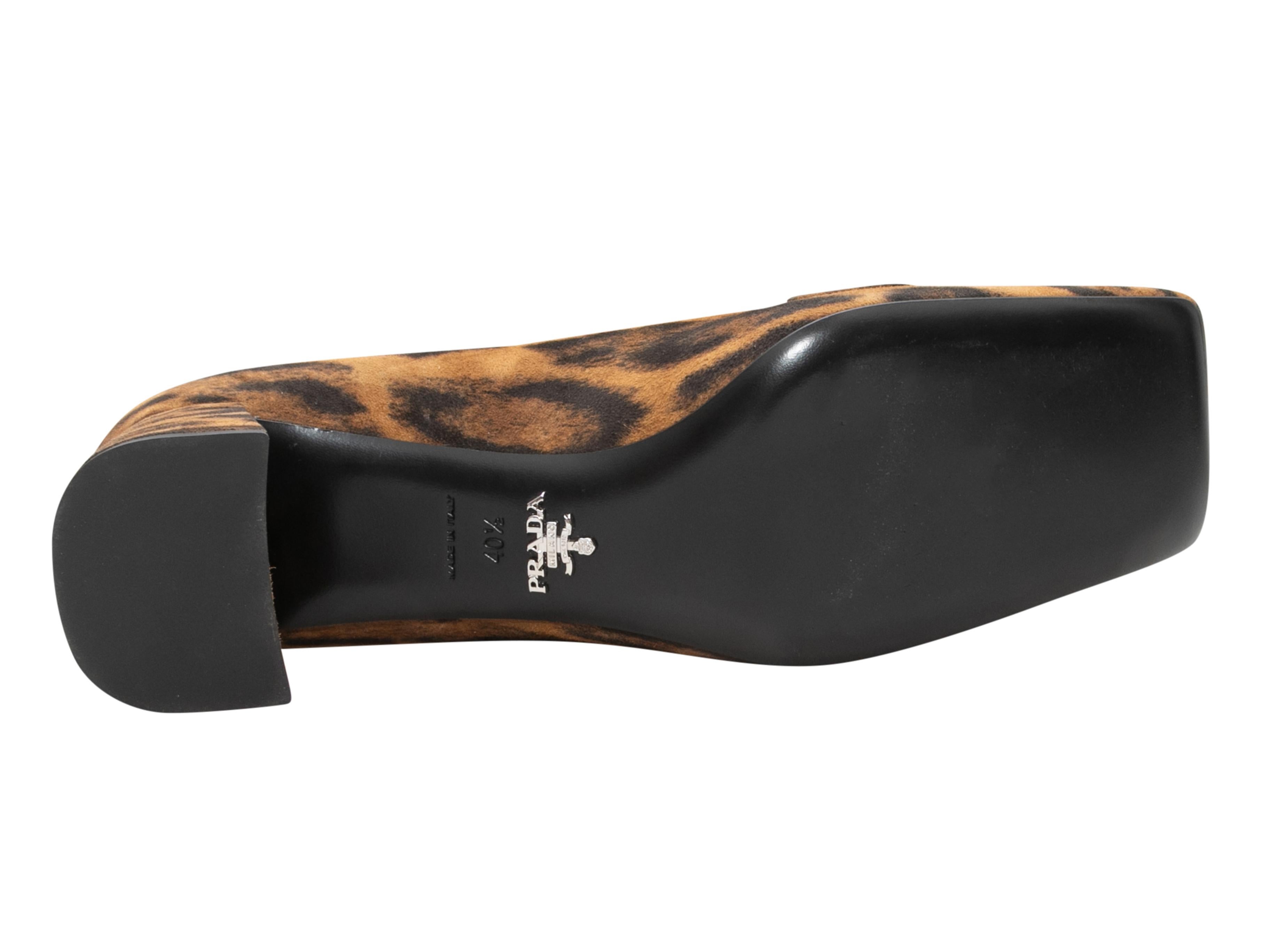 Brown and Black Prada Leopard Print Square-Toe Loafers For Sale at 1stDibs