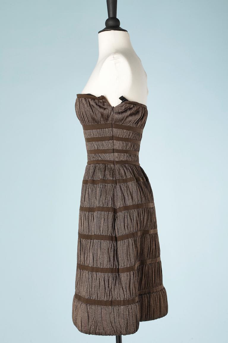 Brown bustier dress in wrinkled knit and band AlaÏa Paris For Sale at ...