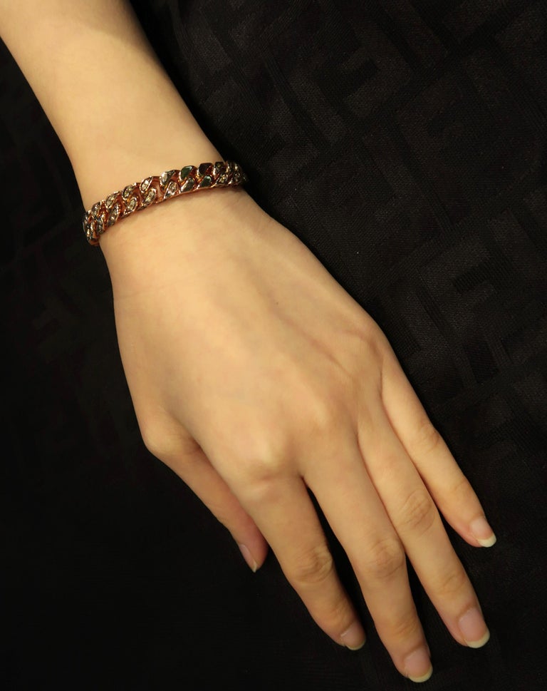 Brown Champagne Diamond Chain Link 18 Karat Rose Gold Bracelet For Sale ...