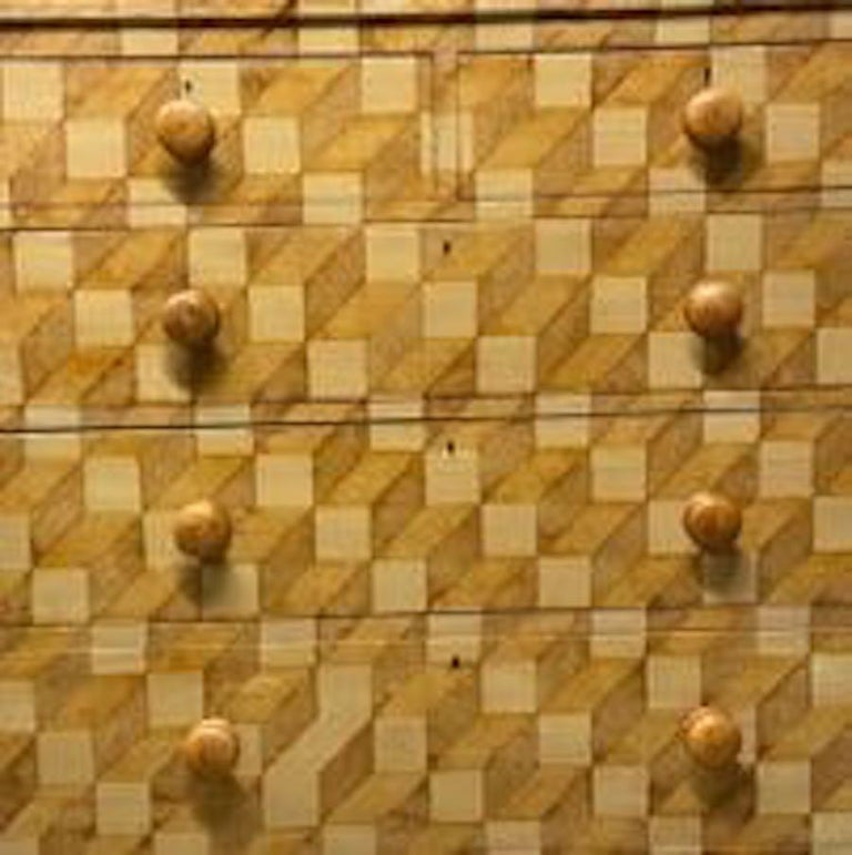 Brown Checkerboard Pattern Faux Painted Chest of Drawers, England, 19th ...