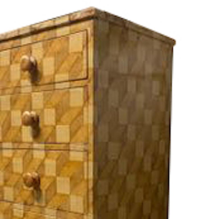 Brown Checkerboard Pattern Faux Painted Chest of Drawers, England, 19th ...