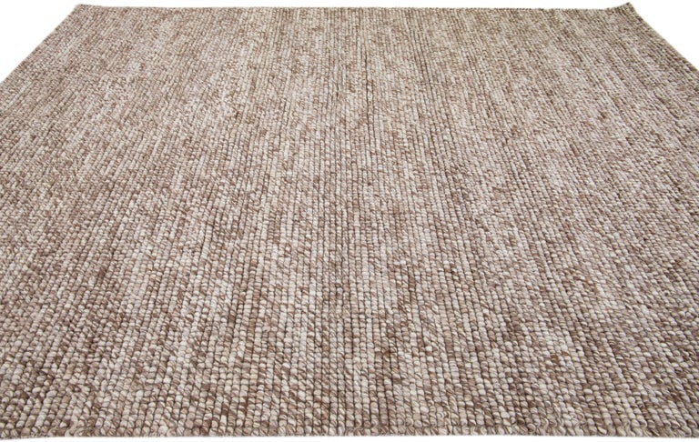 Brown Contemporary Handmade Felted Wool Rug by Apadana For Sale at 1stDibs