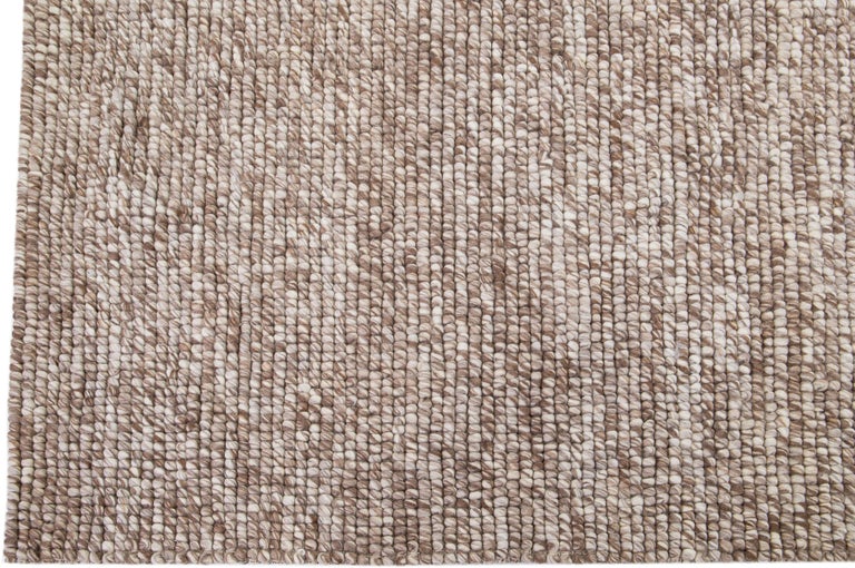 Brown Contemporary Handmade Felted Wool Rug by Apadana For Sale at 1stDibs