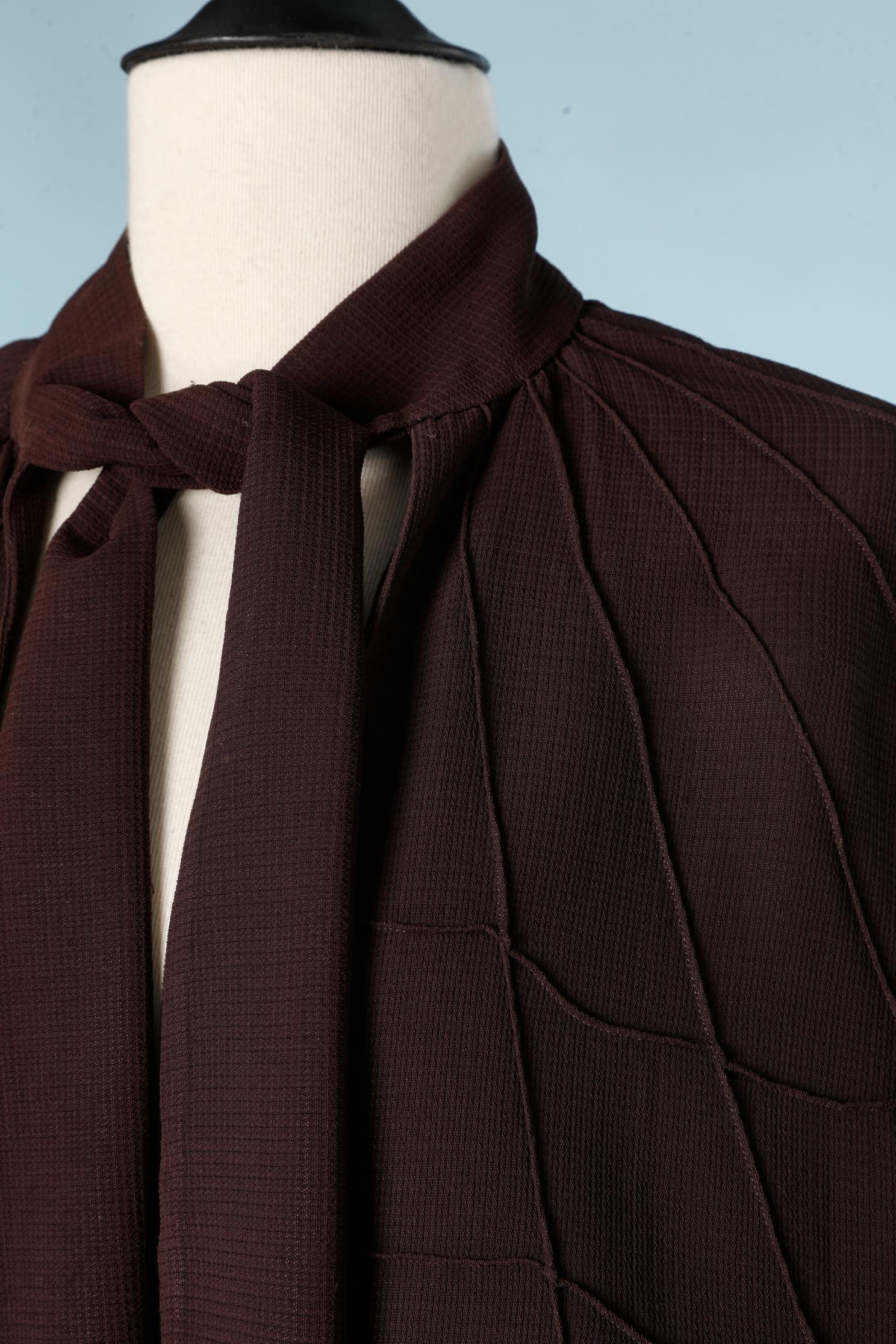 Brown crepe cape with sleeves and furs Worth For Sale at 1stDibs