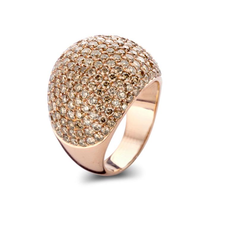 Brown Diamond Ring in 18kt Pink Gold by Bigli For Sale at 1stDibs