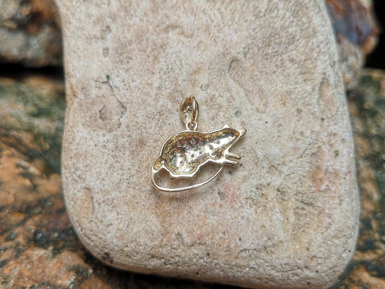 Brown Diamond with Blue Sapphire Rat Chinese Zodiac Pendant in 18 Karat ...