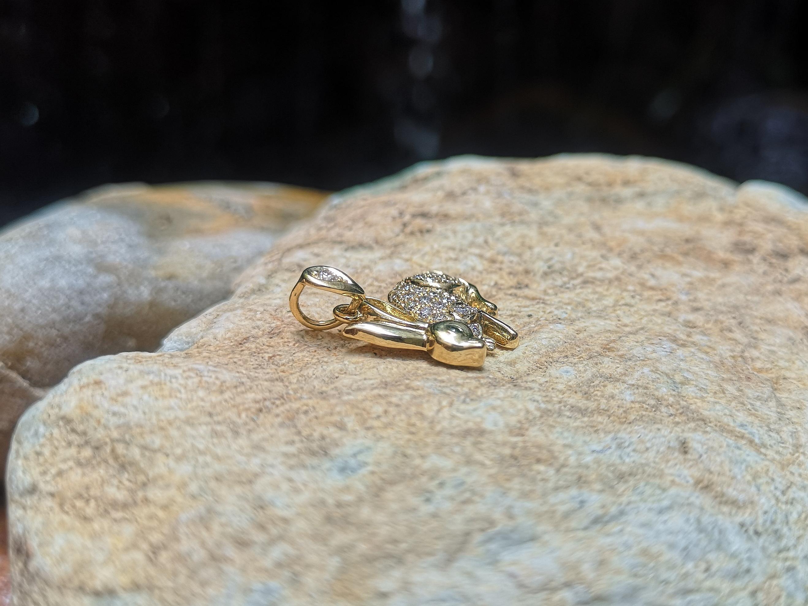 Brown Diamond with Tsavorite Rabbit Chinese Zodiac Pendant Set in 18 ...