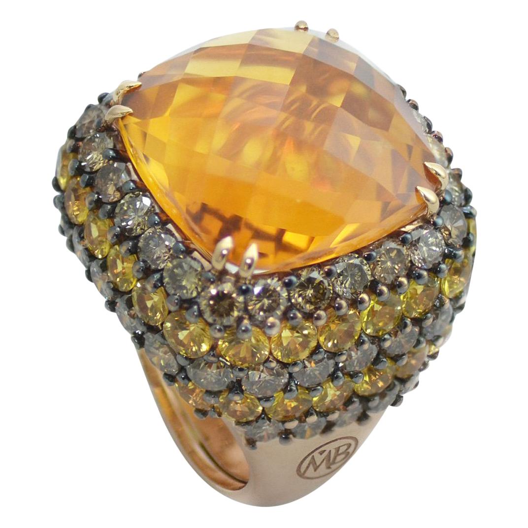 Cellini Jewelers 18Kt Gold, Brown Diamond and 39.70Ct. Brown Quartz ...