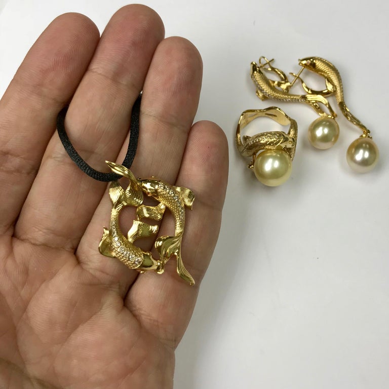 Brown Diamonds Two Fish Pendant at 1stDibs