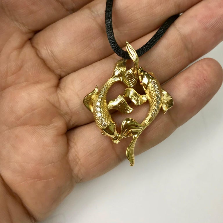 Brown Diamonds Two Fish Pendant at 1stDibs