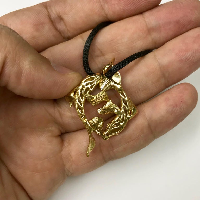 Brown Diamonds Two Fish Pendant at 1stDibs