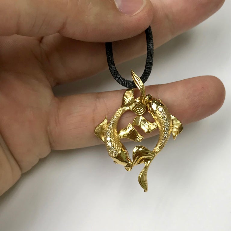 Brown Diamonds Two Fish Pendant at 1stDibs