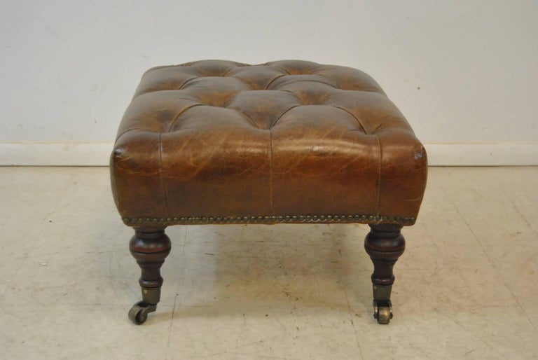 Brown Distressed Leather Library Chairs and Ottomans by Melange Home N ...