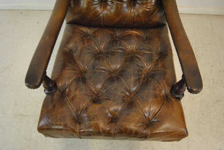 Brown Distressed Leather Library Chairs and Ottomans by Melange Home N ...