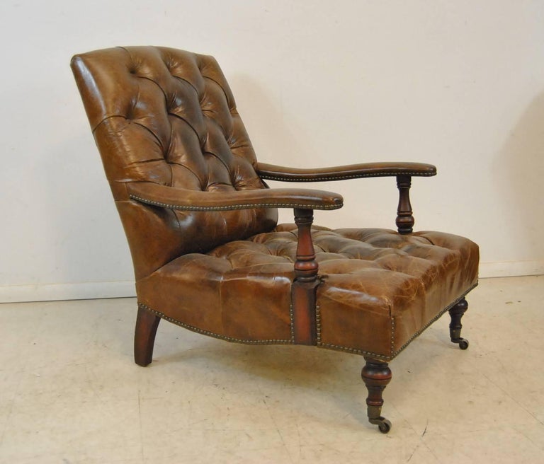 Brown Distressed Leather Library Chairs and Ottomans by Melange Home N ...